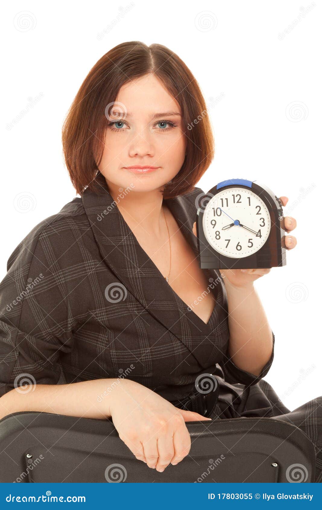 Woman with alarm clock stock image. Image of caucasian - 17803055