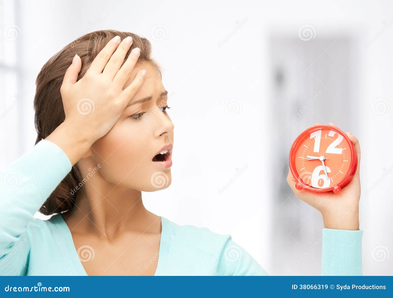 Woman with alarm clock stock image. Image of stressed - 38066319