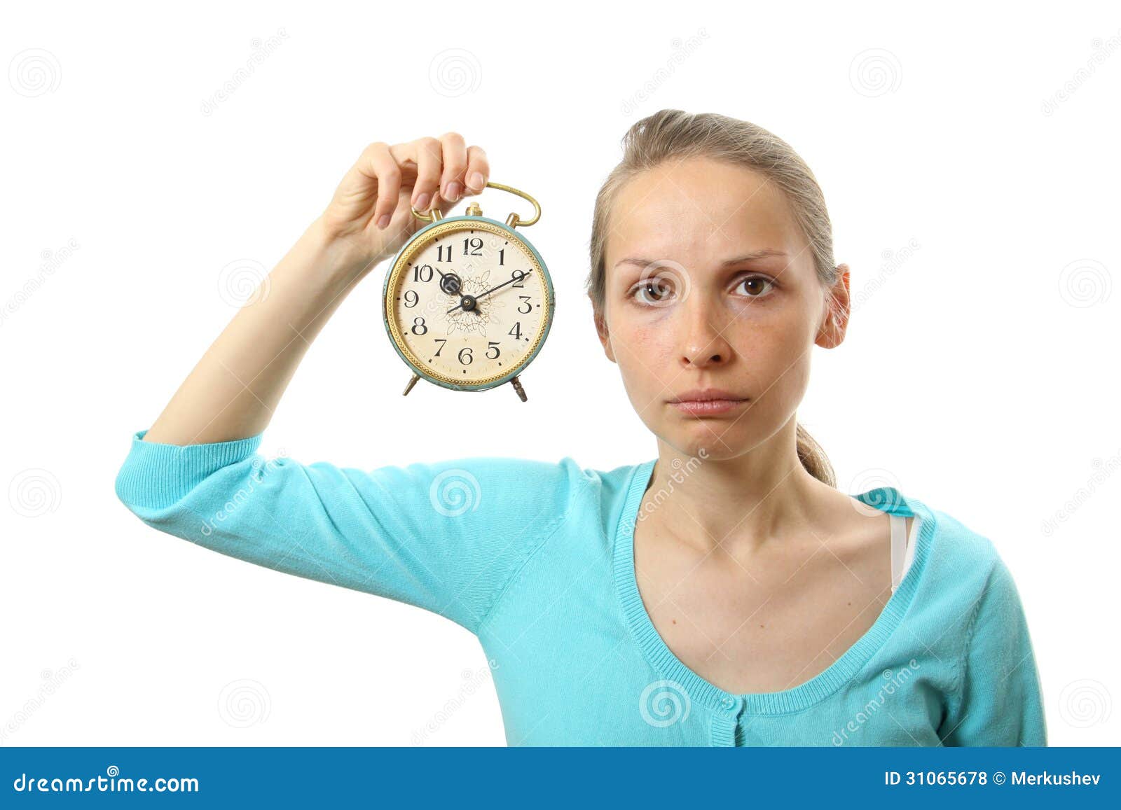 Woman with alarm clock stock photo. Image of attractive - 31065678