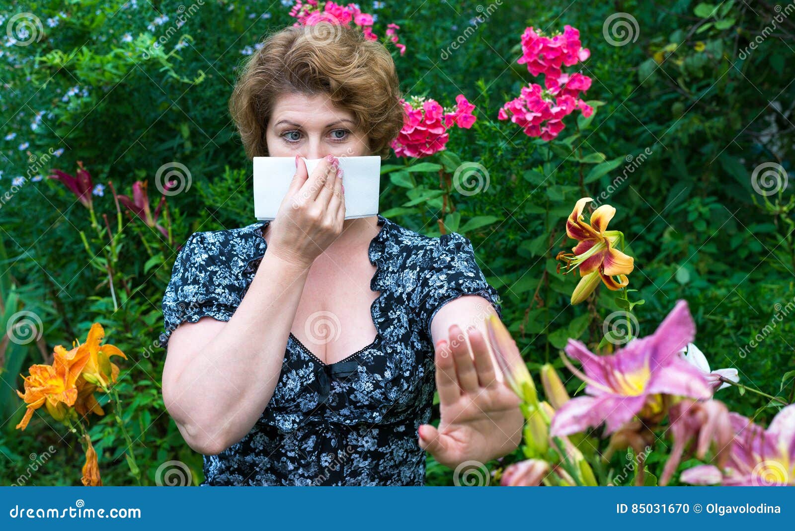 Woman with Allergic Rhinitis by Pollen Stock Photo - Image of hair ...
