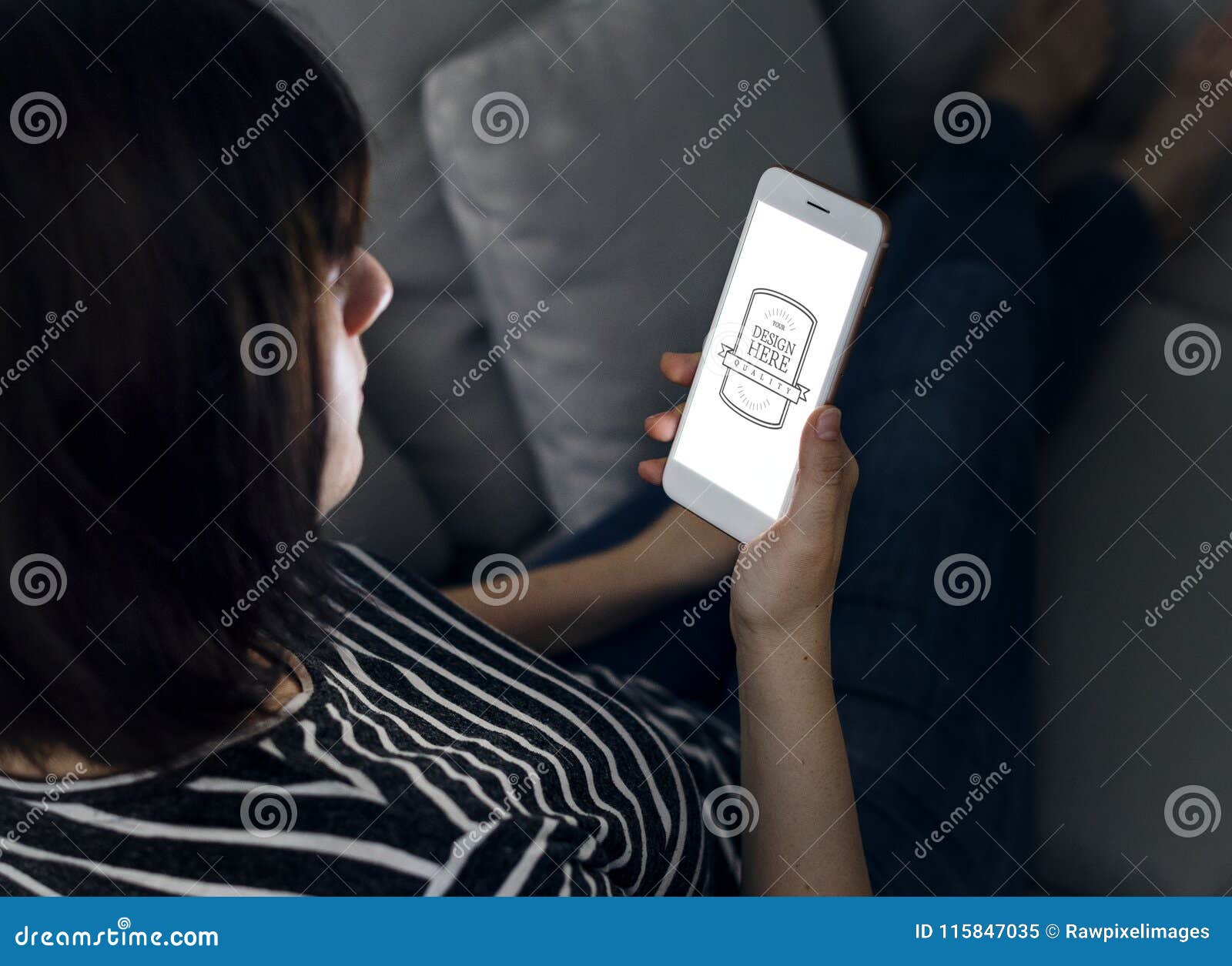Woman Alone with Her Phone in Hand Stock Image - Image of messaging ...