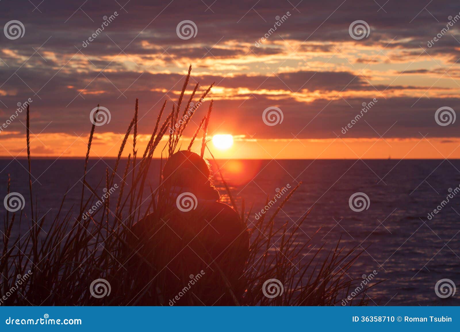 Woman Alone Watching the Sunset Stock Photo - Image of lone, sunset ...