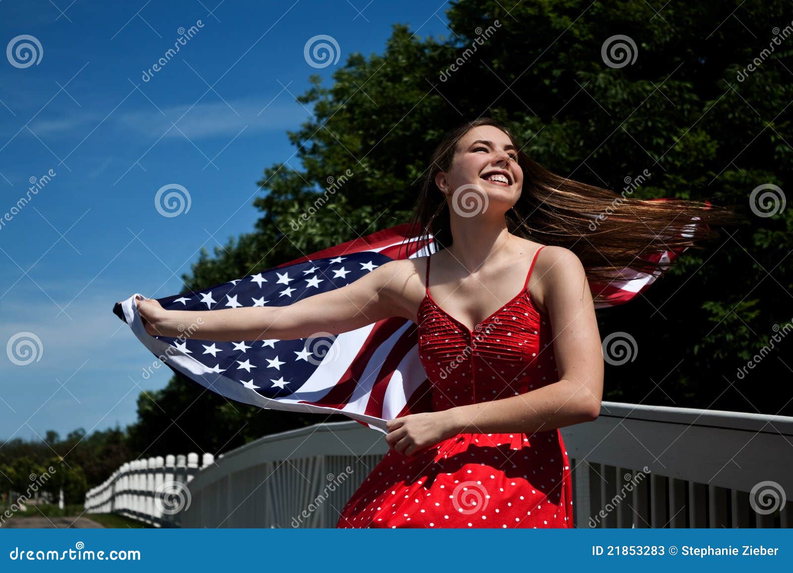 Woman American Flag stock image. Image of fourth, parade - 21853283