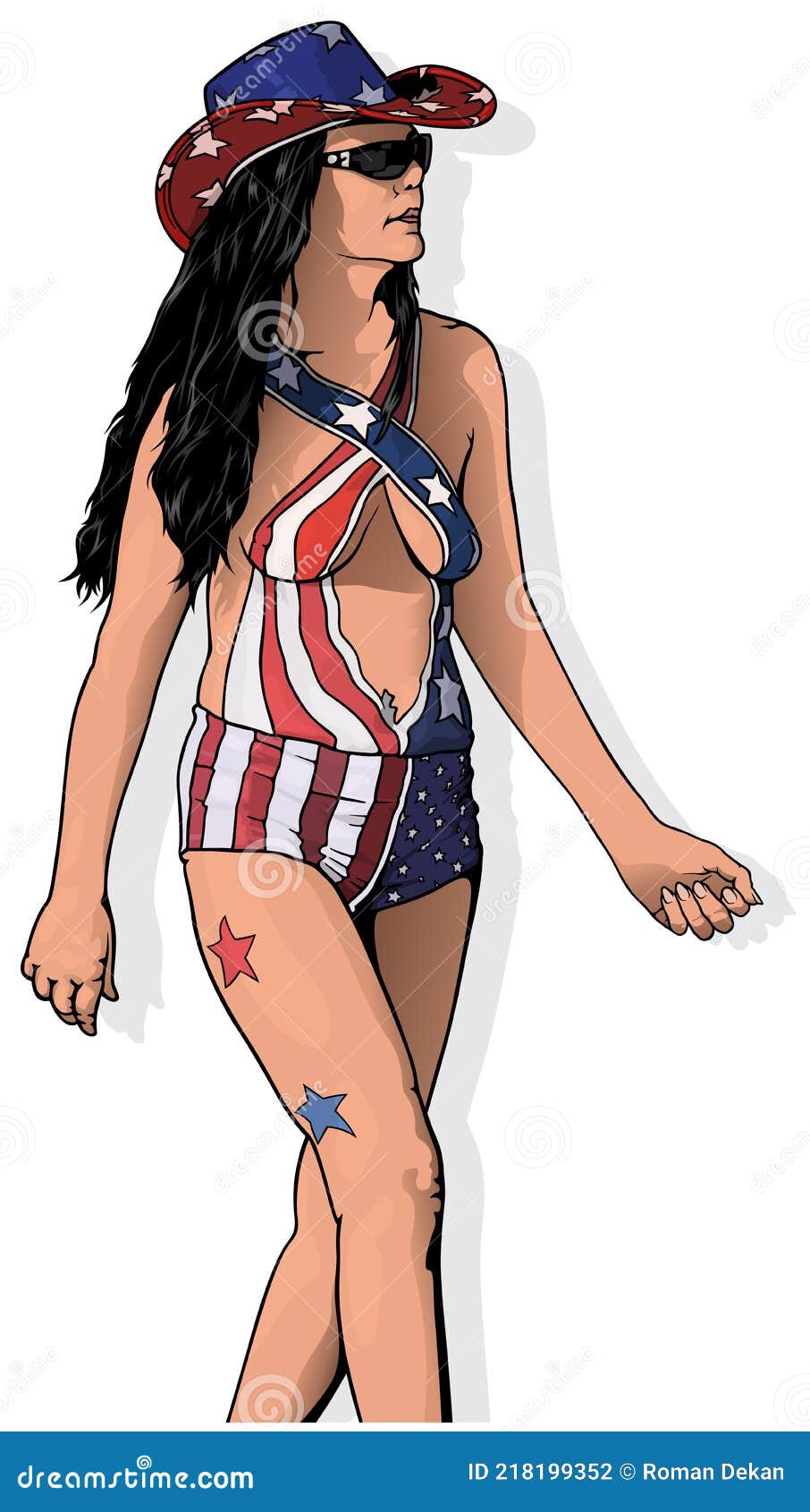 Woman American Patriot Stock Vector Illustration Of Breasts 218199352
