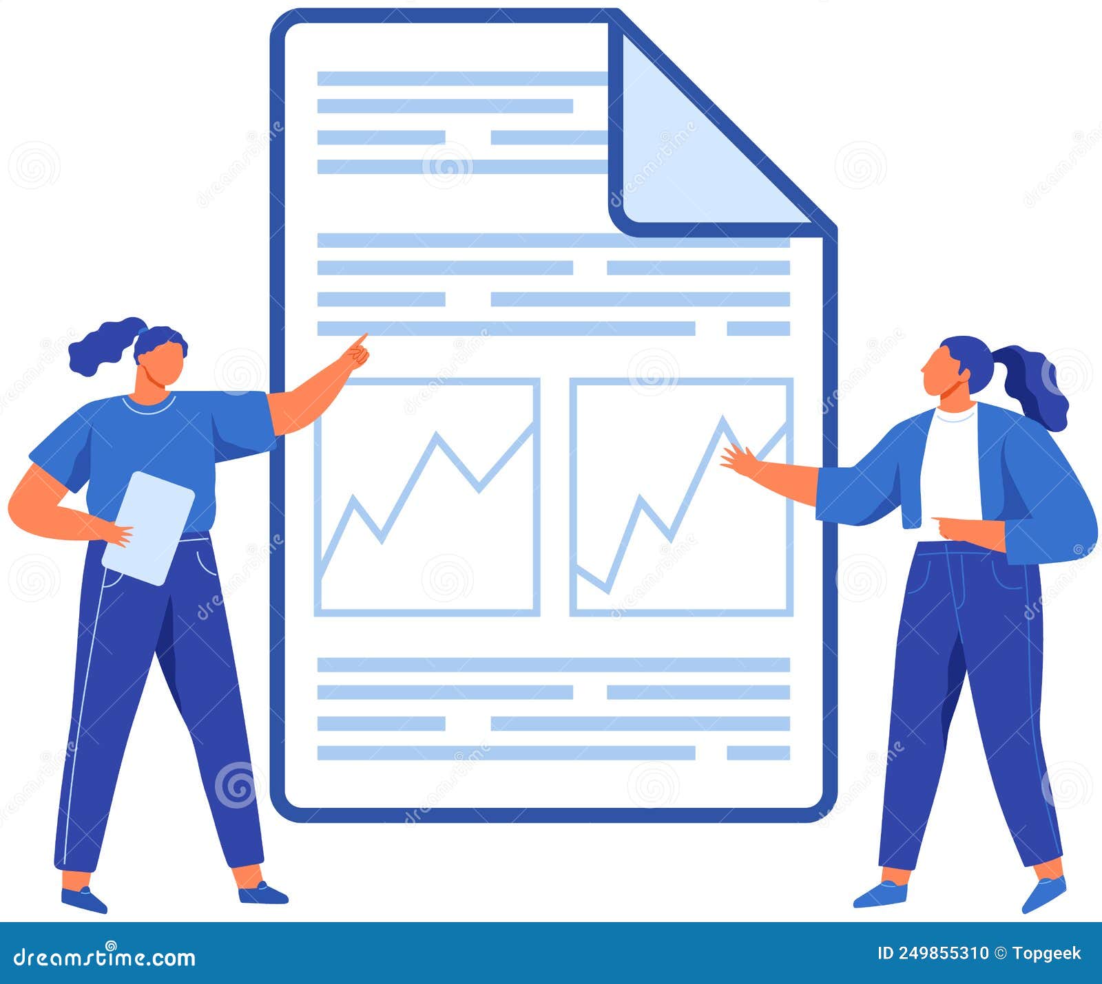Woman Analyses Digital Report With Statistics. Statistical Indicators ...