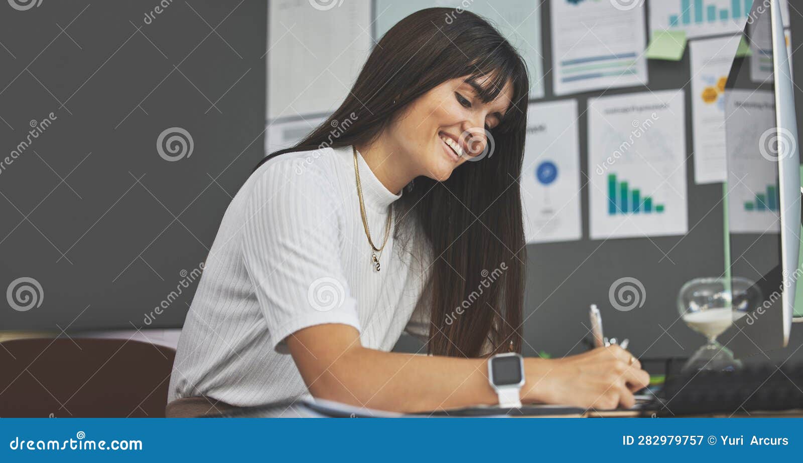 Woman, Analytics and Data Analyst with Remote Work, Writing Notes and ...