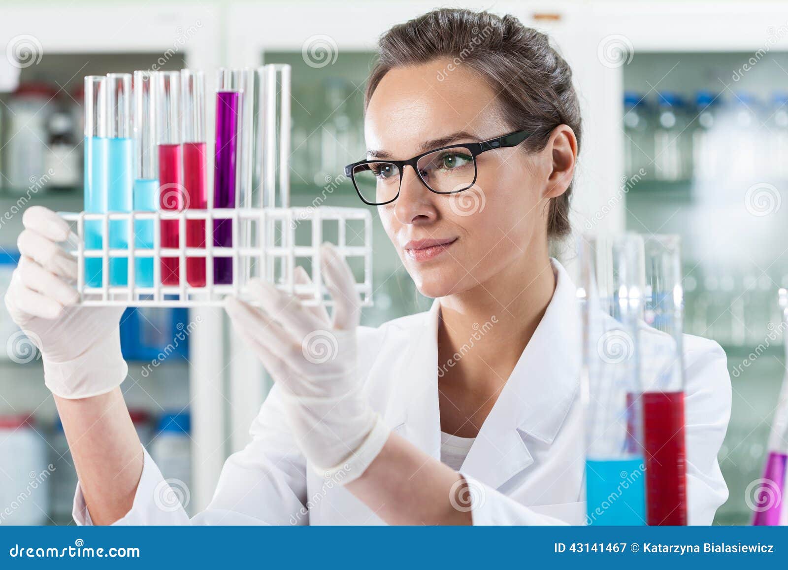 Woman Analyzing Test Tube with Liquid Stock Image - Image of equipment ...