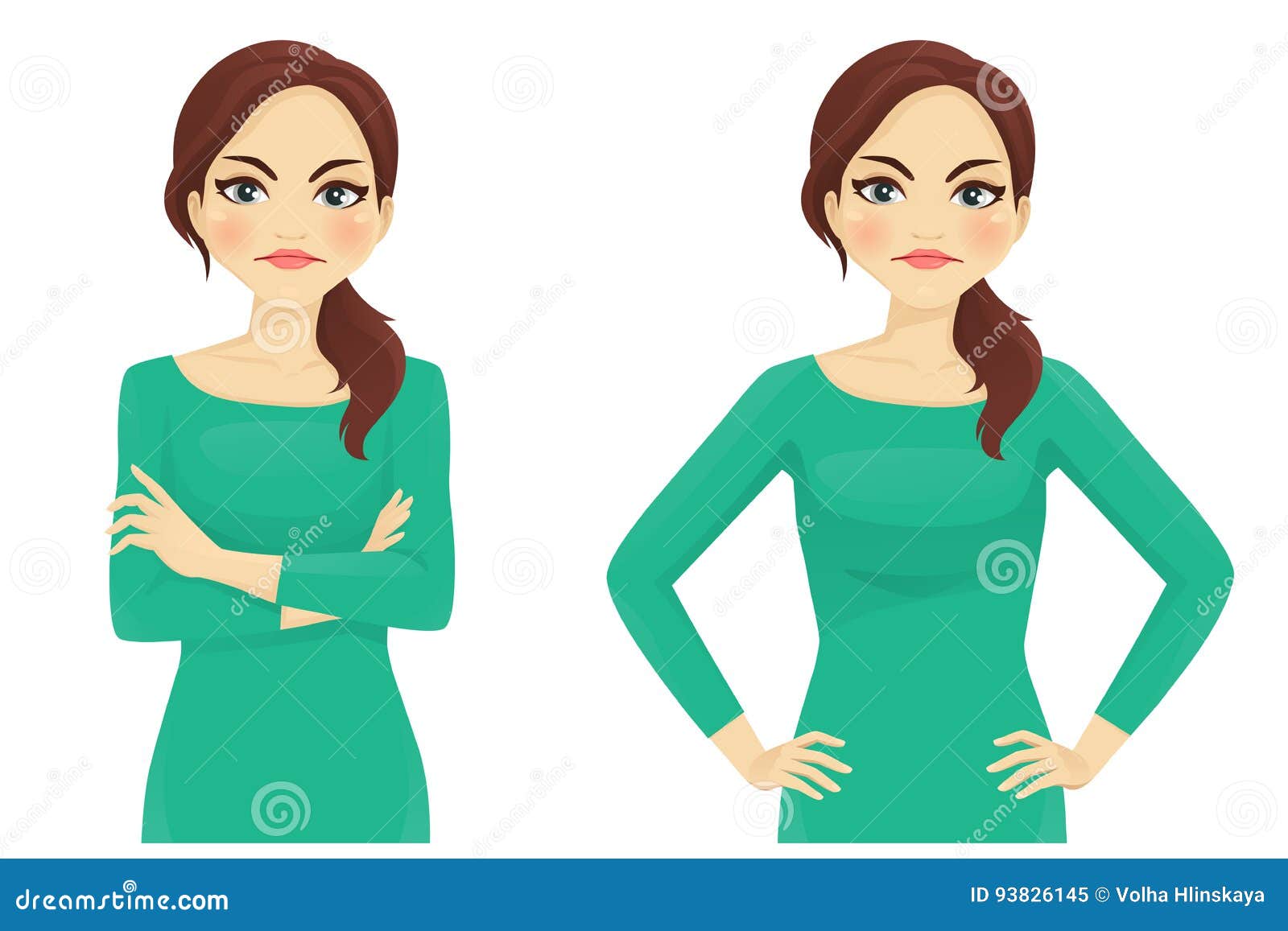 Angry Emotion African Girl Displeased Cartoon Vector | CartoonDealer ...