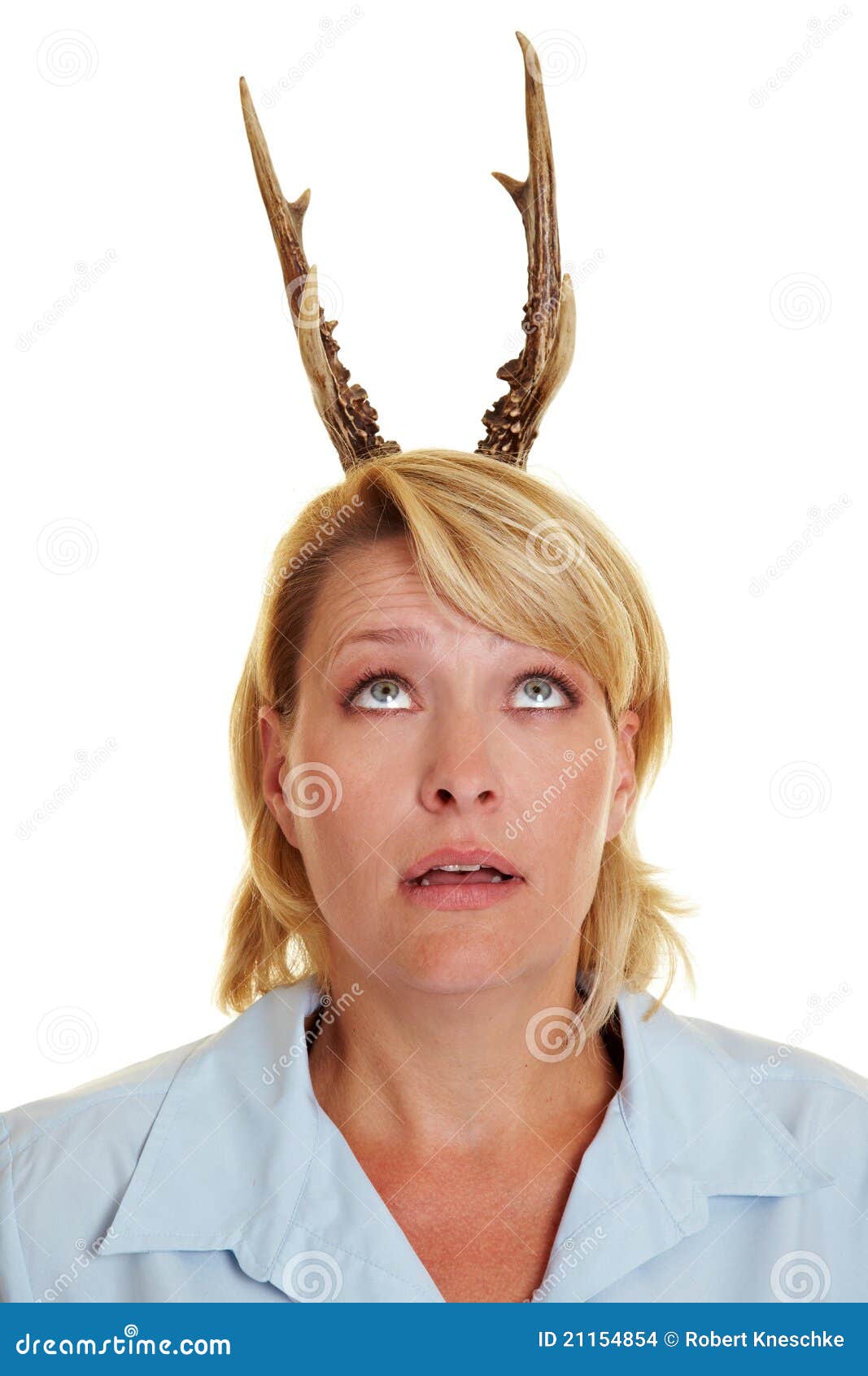 Woman With Antlers On Her Head Stock Images - Image: 21154854