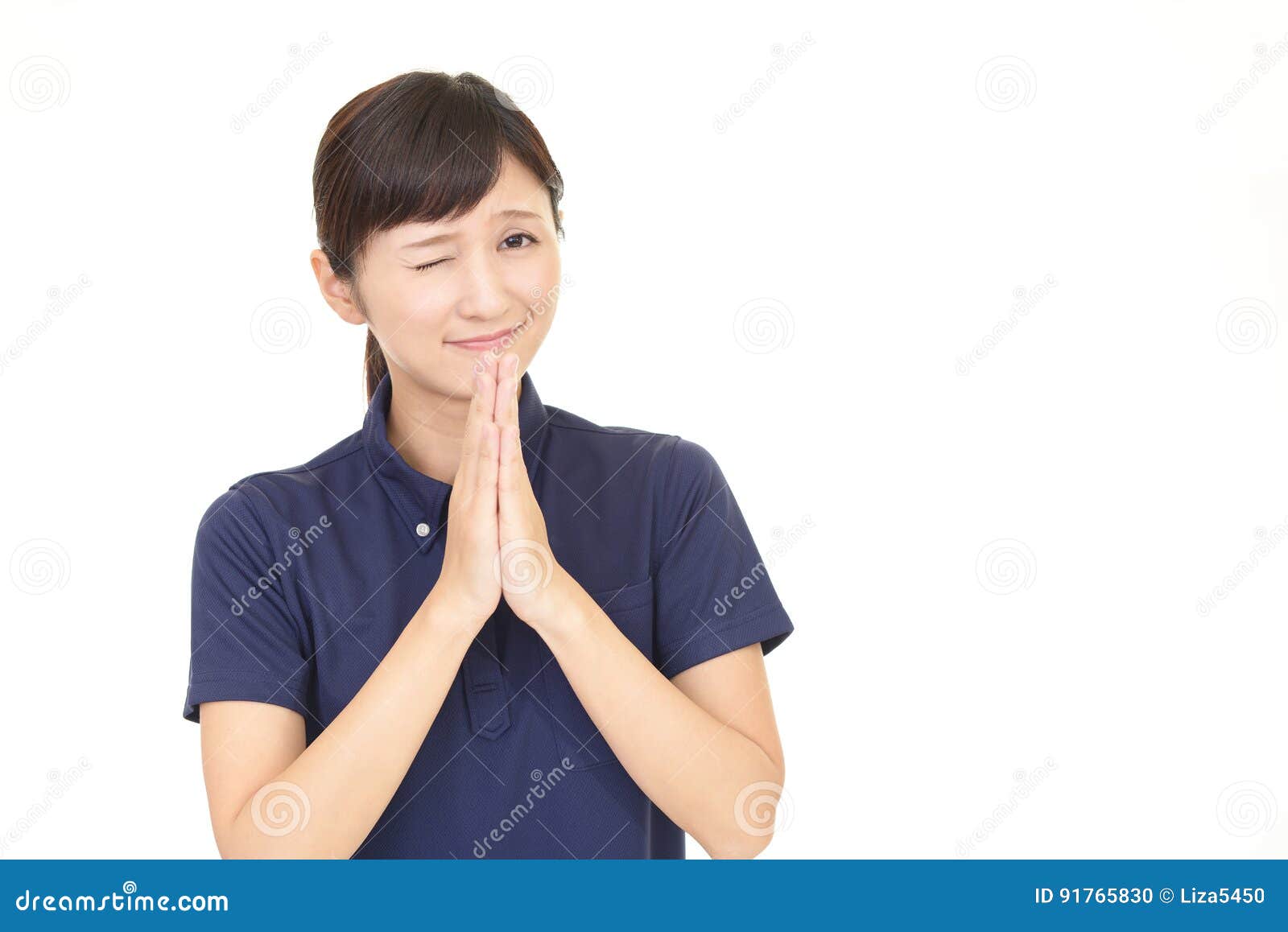 Woman apologizing stock photo. Image of cute, fatigue - 91765830