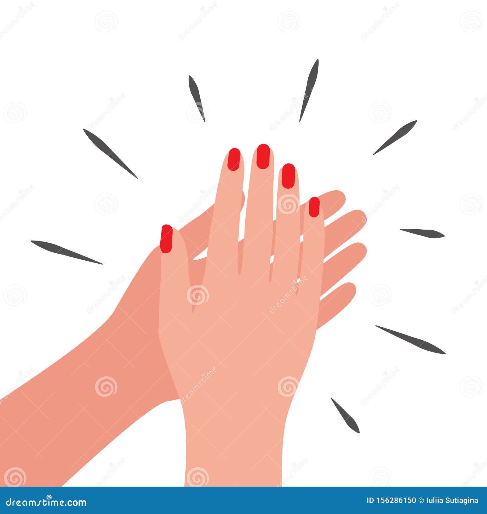 Woman Applause for Appreciation, Flat Style. Hands Claping, Cheer ...