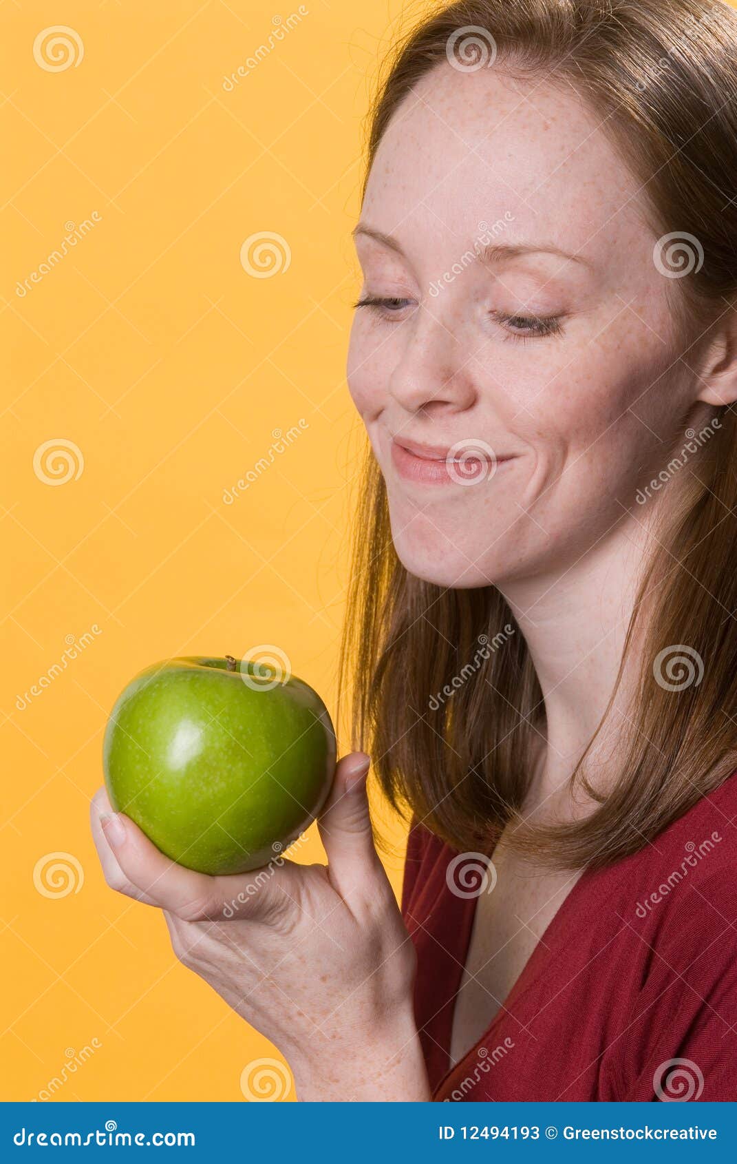 Woman with apple-02 stock image. Image of apple, hold - 12494193