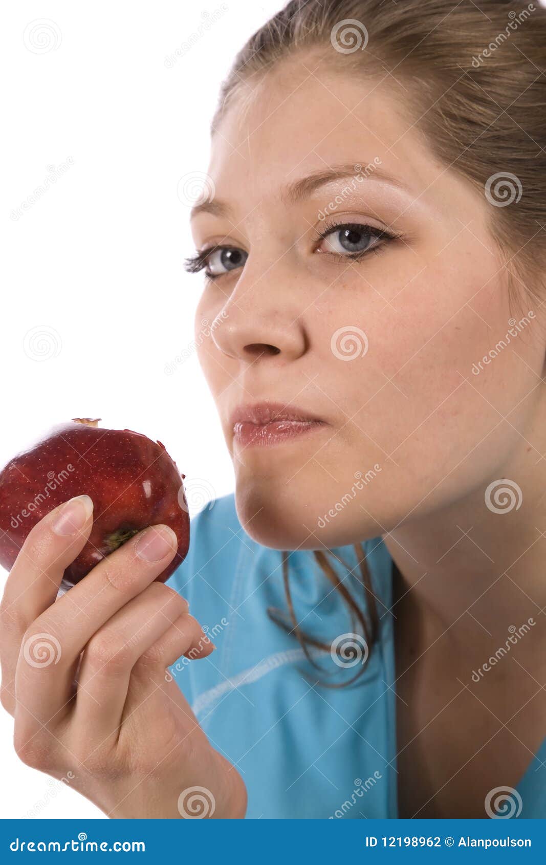Woman with apple stock photo. Image of person, energy - 12198962