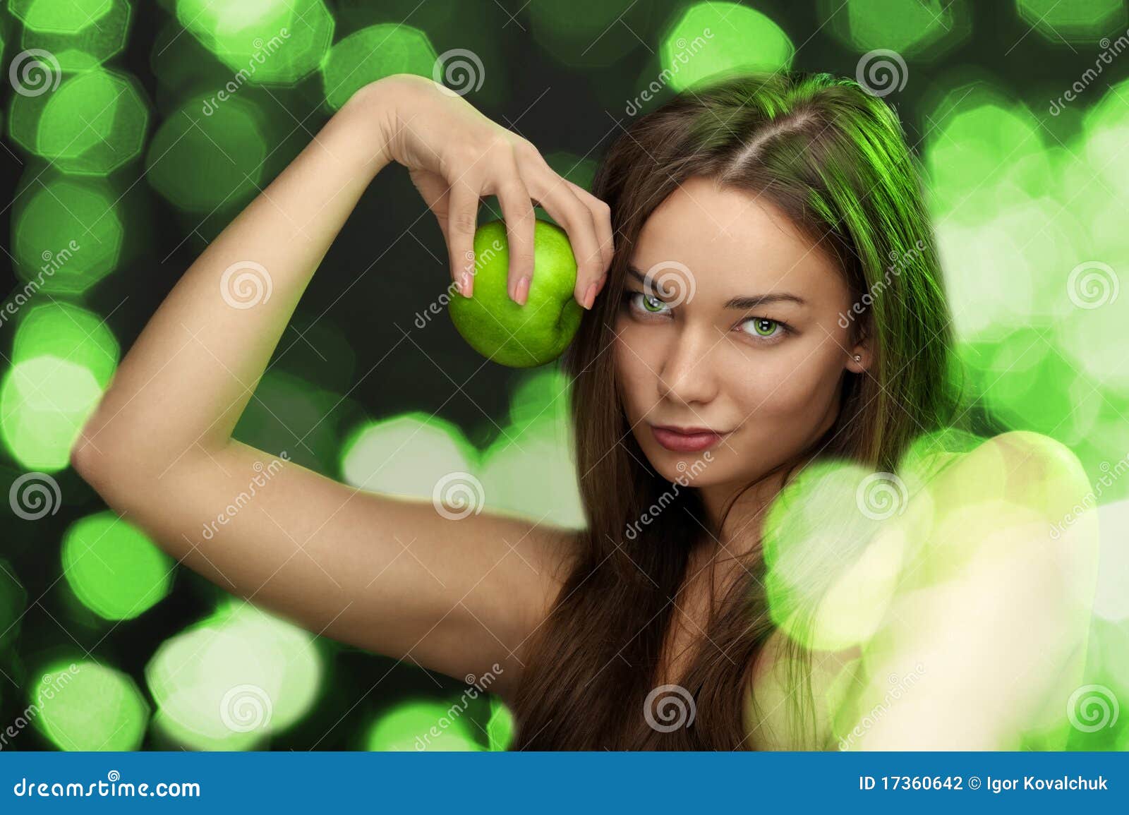 Woman with apple stock photo. Image of holding, fresh - 17360642