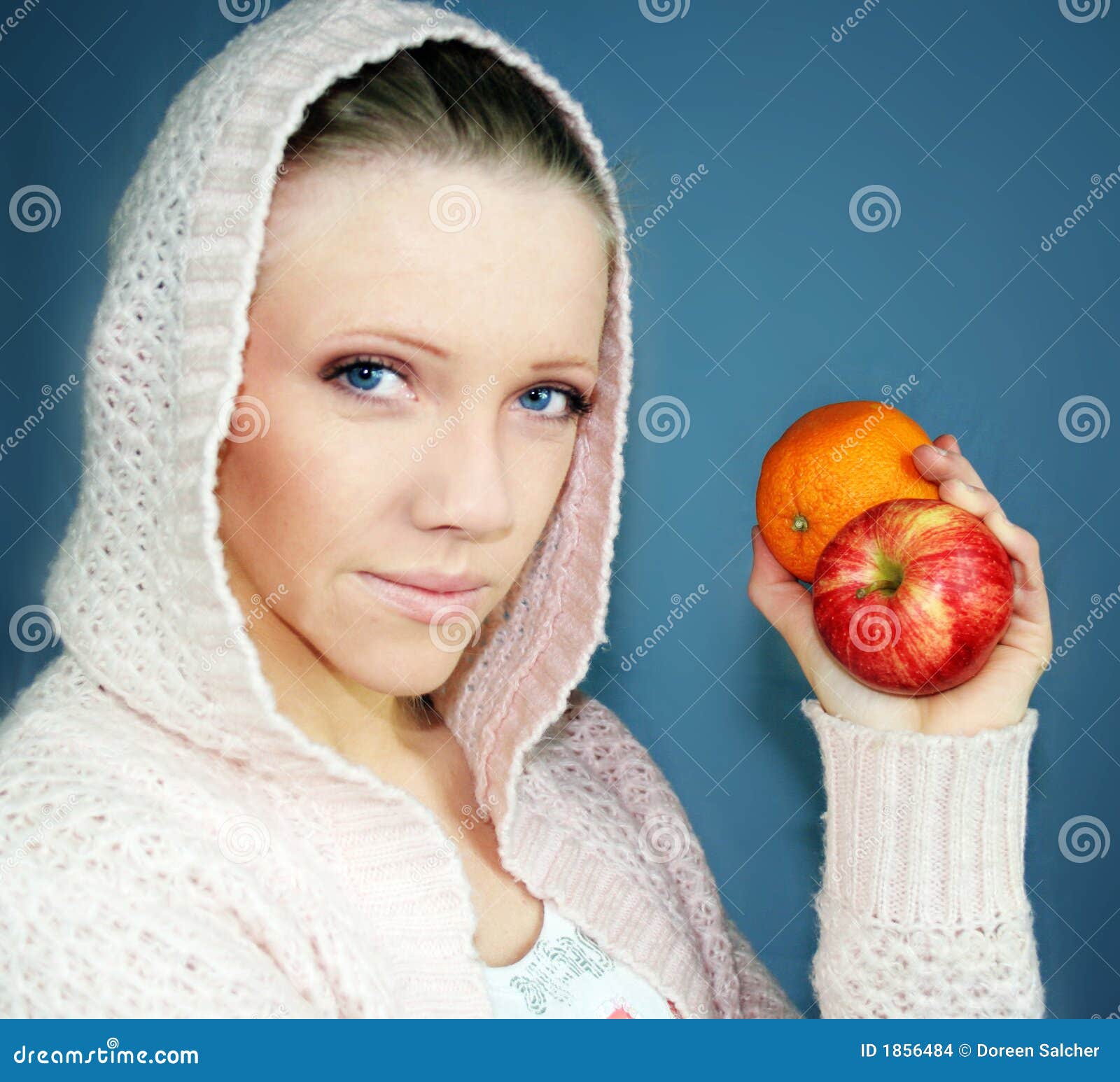 Woman with apple stock photo. Image of face, freshness - 1856484