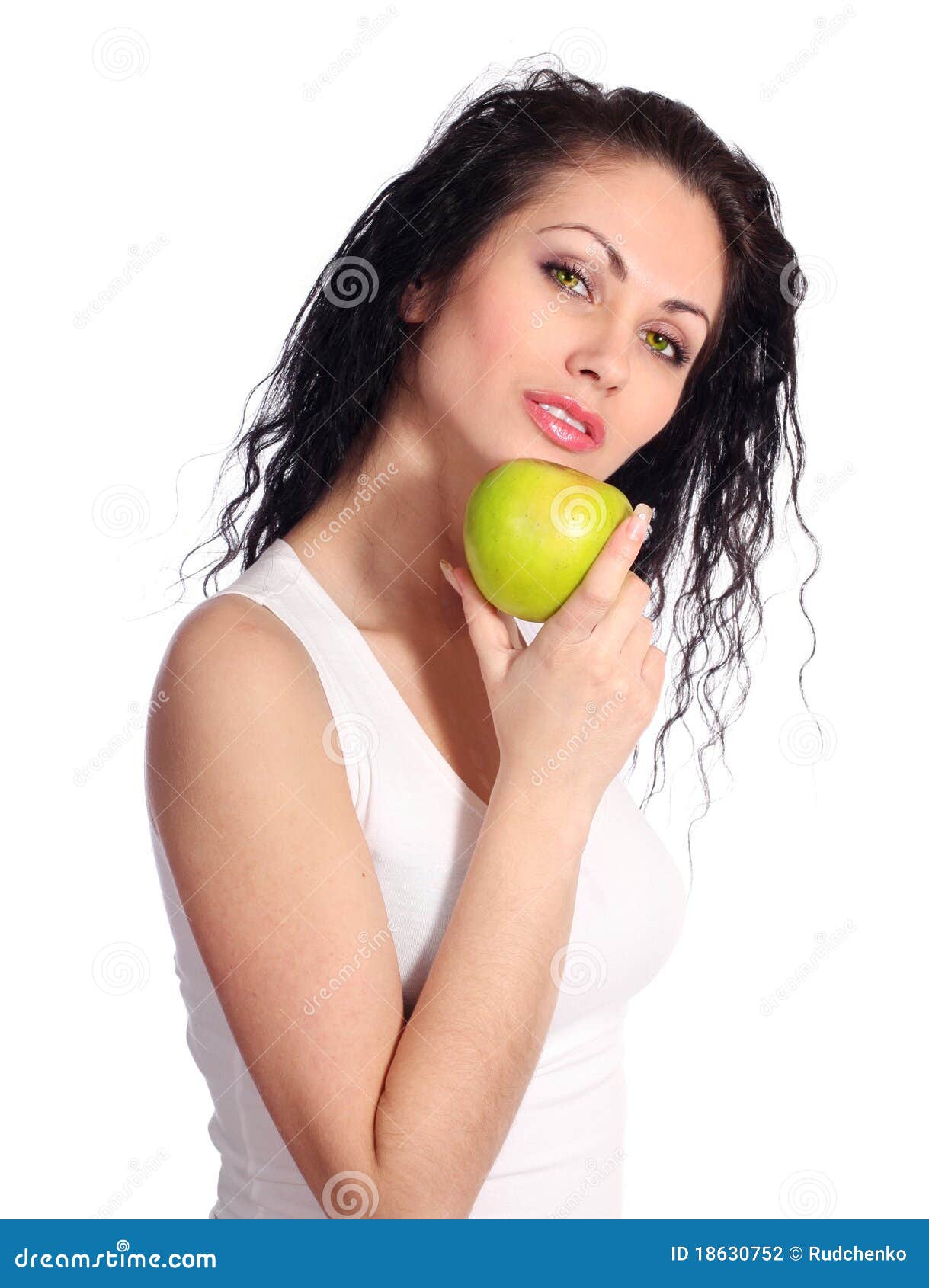 Woman with apple stock photo. Image of female, beautiful - 18630752