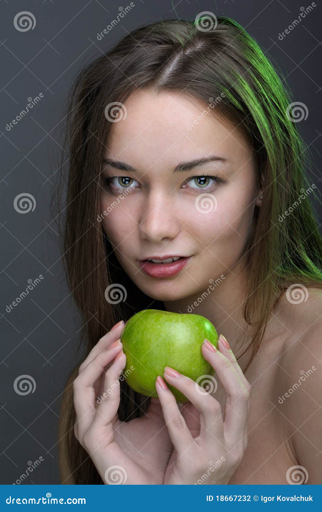 Woman with apple stock photo. Image of beautiful, health - 18667232