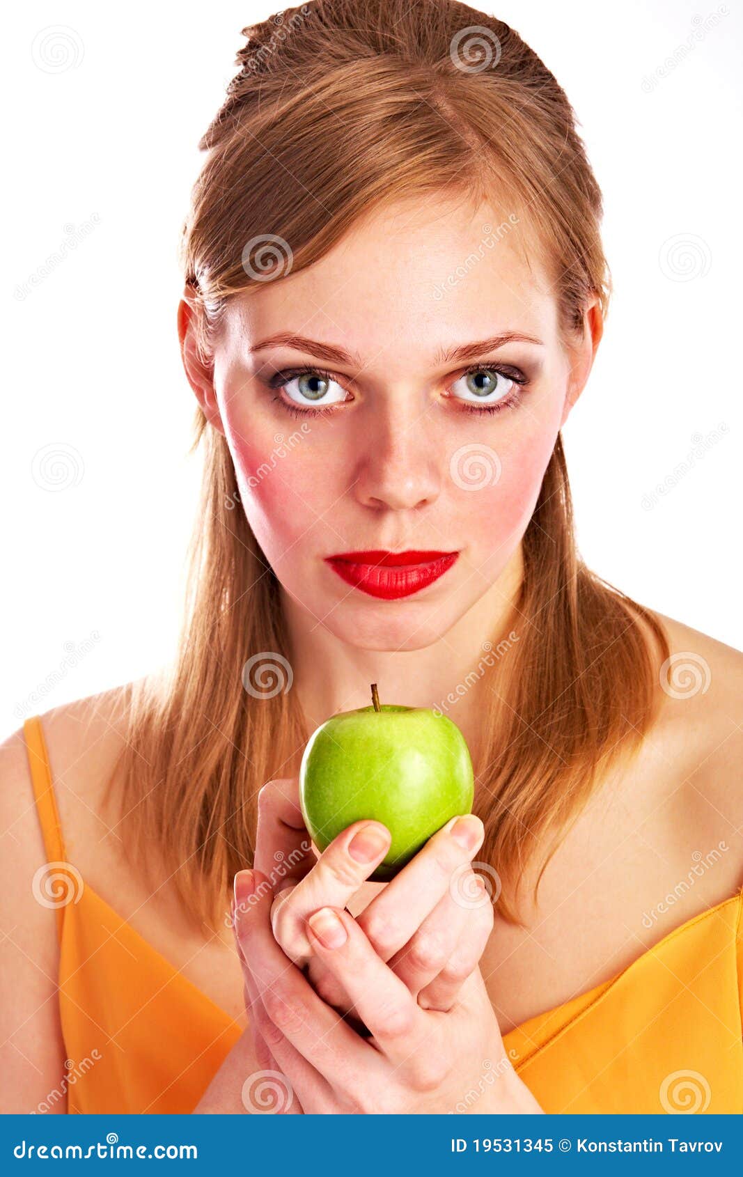 Woman with apple stock image. Image of freshness, apple - 19531345
