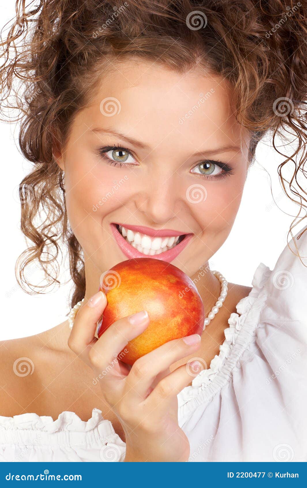 Woman with apple stock image. Image of isolated, lady - 2200477