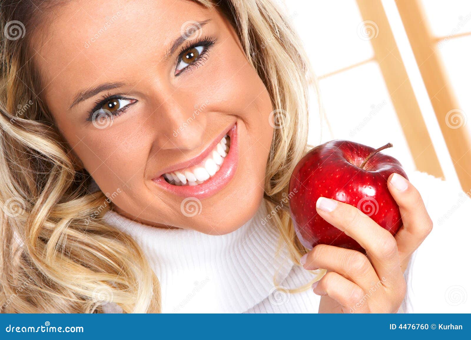 Woman with apple stock photo. Image of beautiful, beauty - 4476760