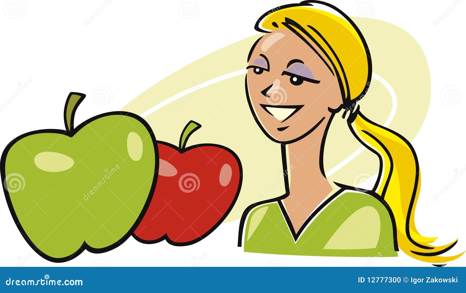 Woman with apples stock vector. Illustration of blonde - 12777300