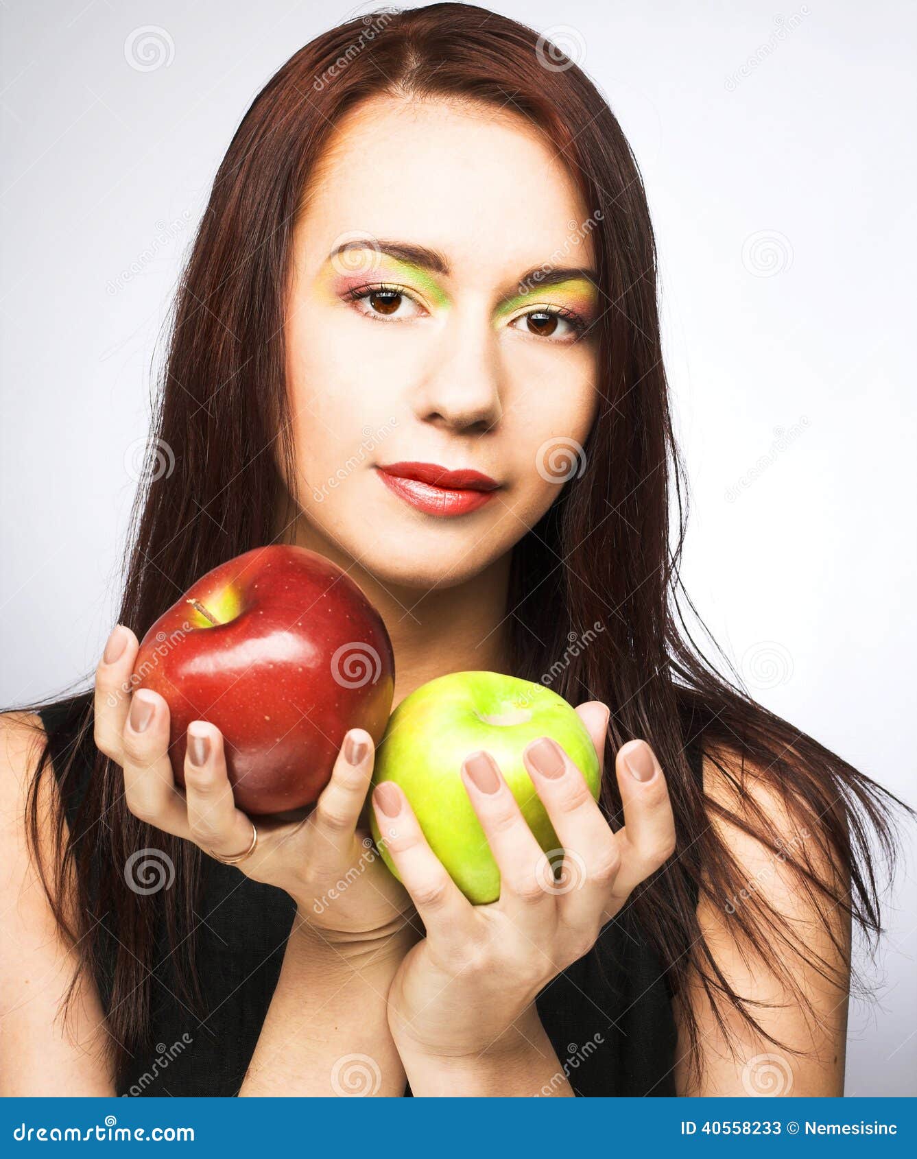 Woman with apples stock image. Image of cute, lifestyle - 40558233