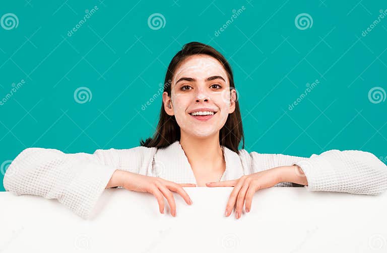 Woman Apply Facial Cream Beauty Portrait Of Beautiful Female Model