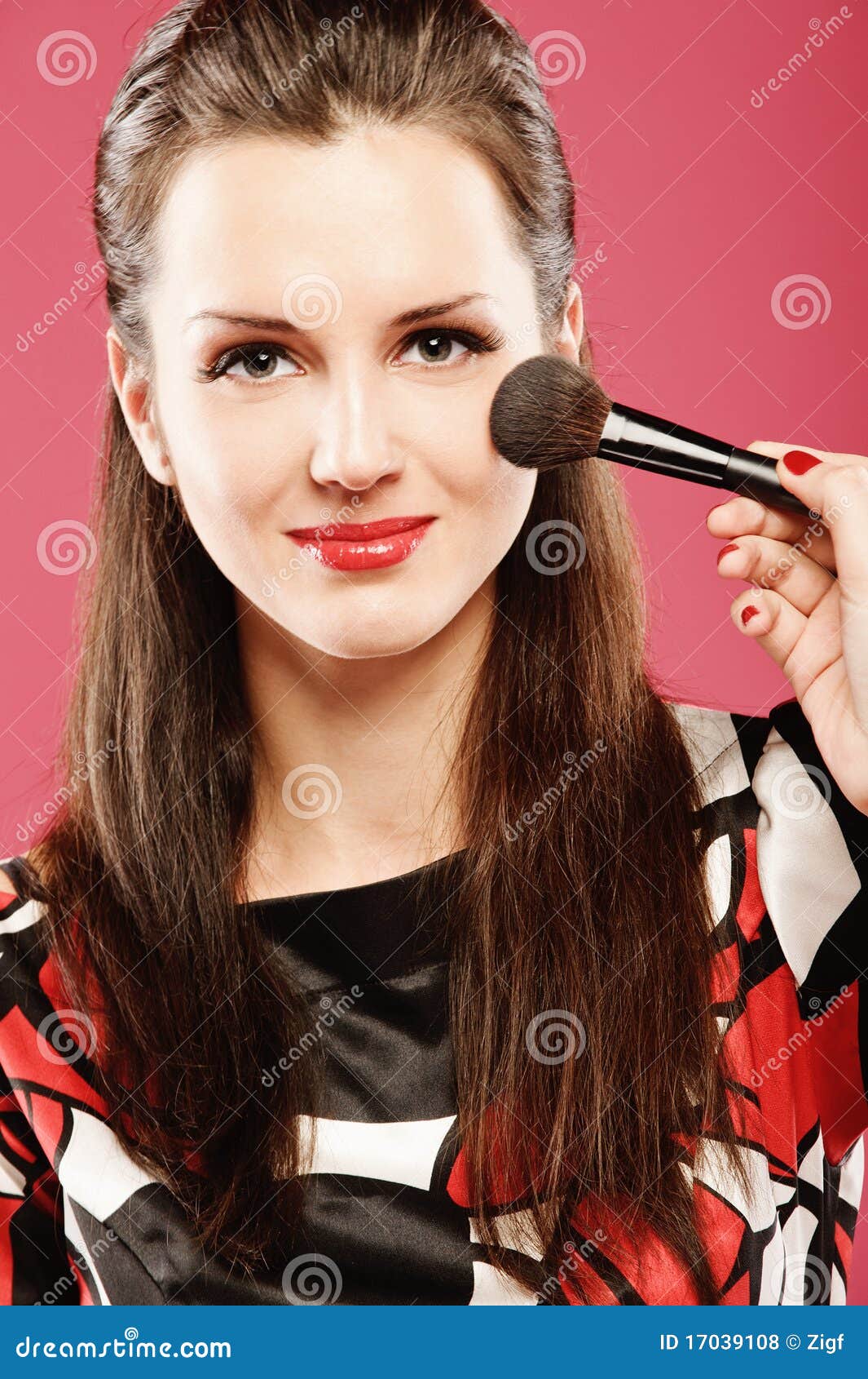 Woman applying blusher stock photo. Image of blusher - 17039108