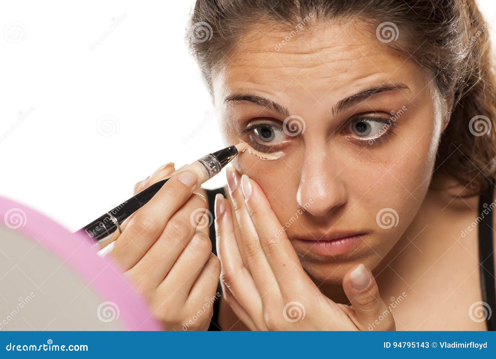 Woman applying concealer stock image. Image of face, corrective - 94795143