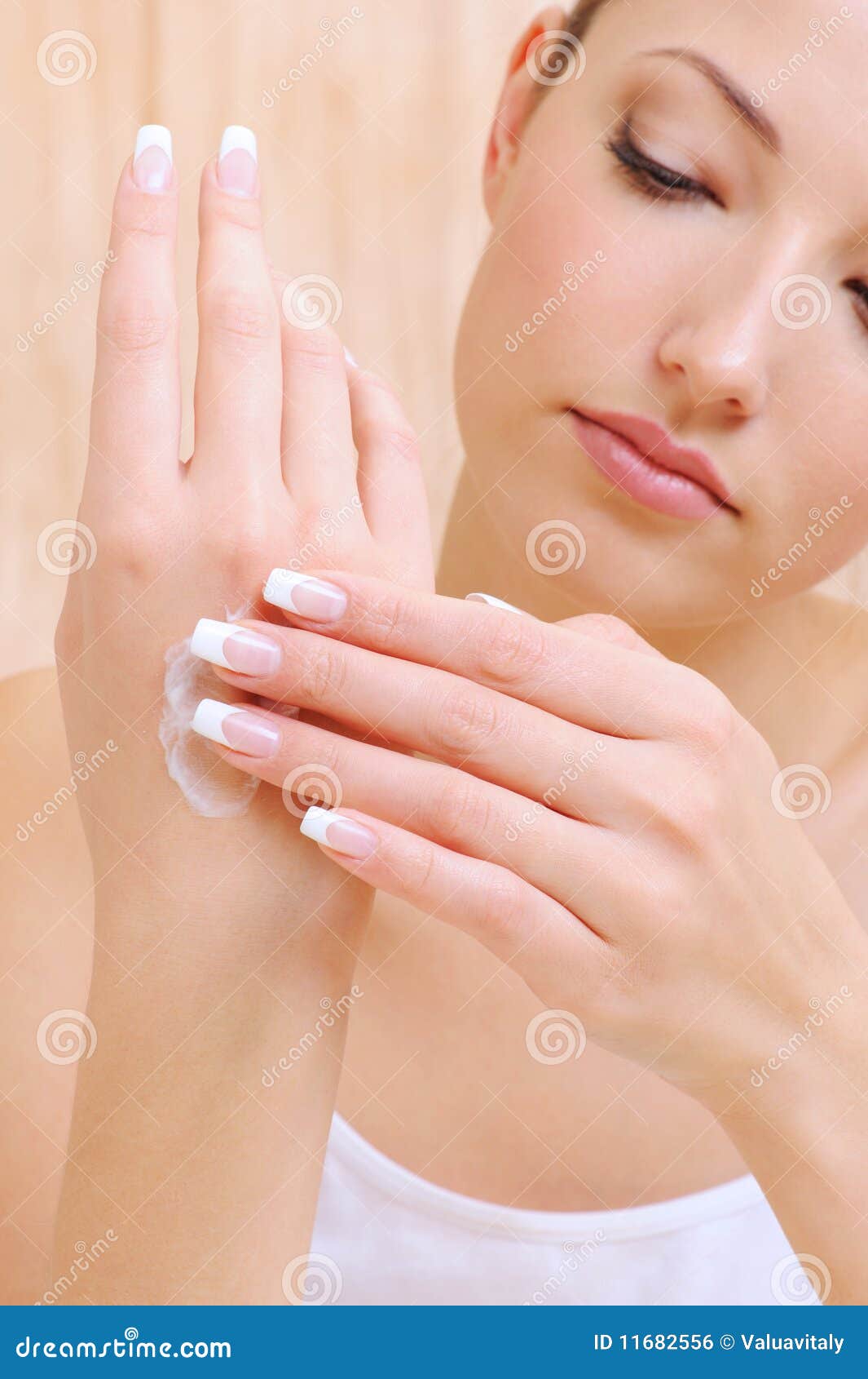 Woman Applying Cosmetic Cream on Hands Stock Photo - Image of bodycare ...