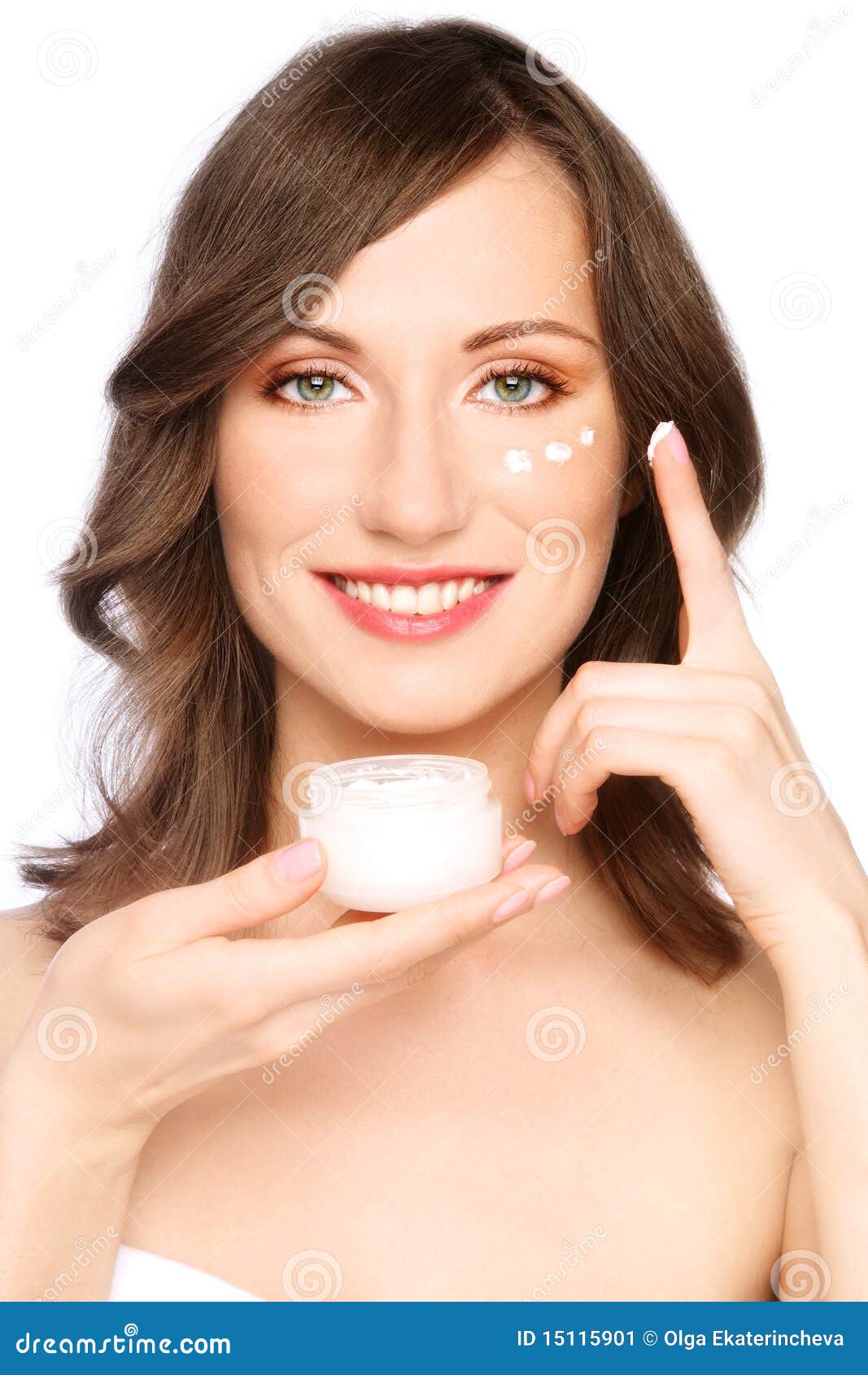 Woman applying cream stock image. Image of cosmetics - 15115901