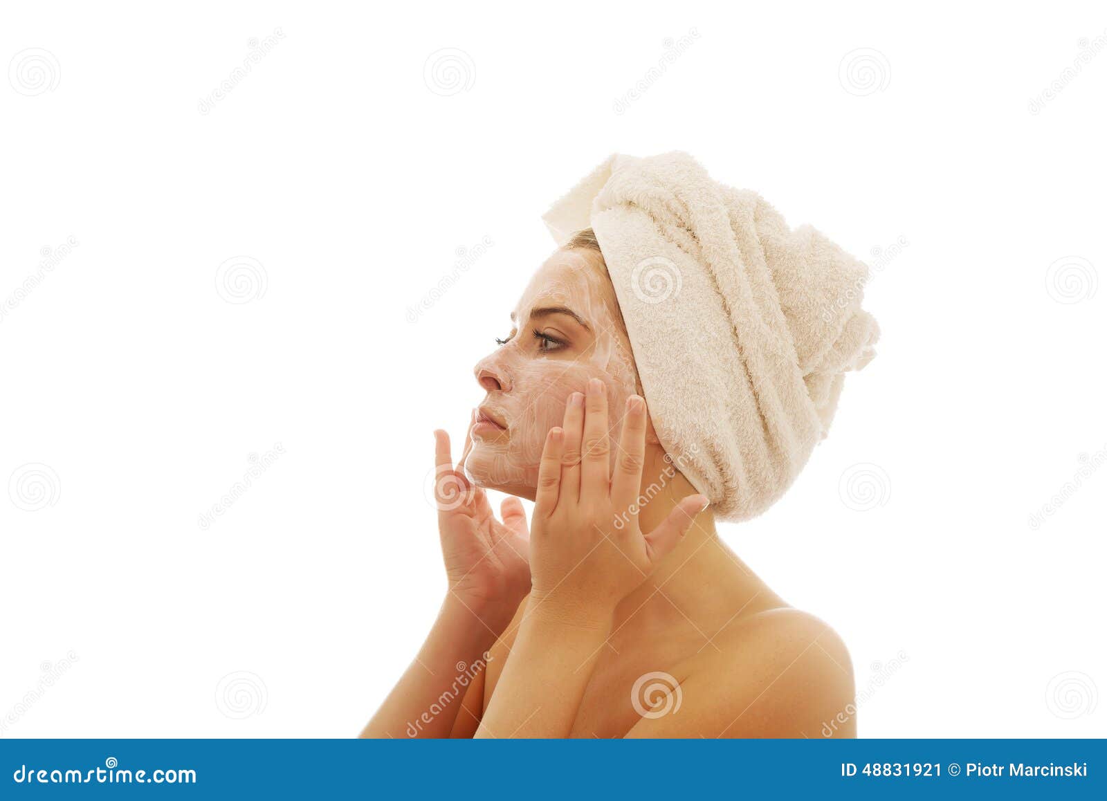 Woman Applying a Cream on Her Face Stock Image - Image of perfect ...