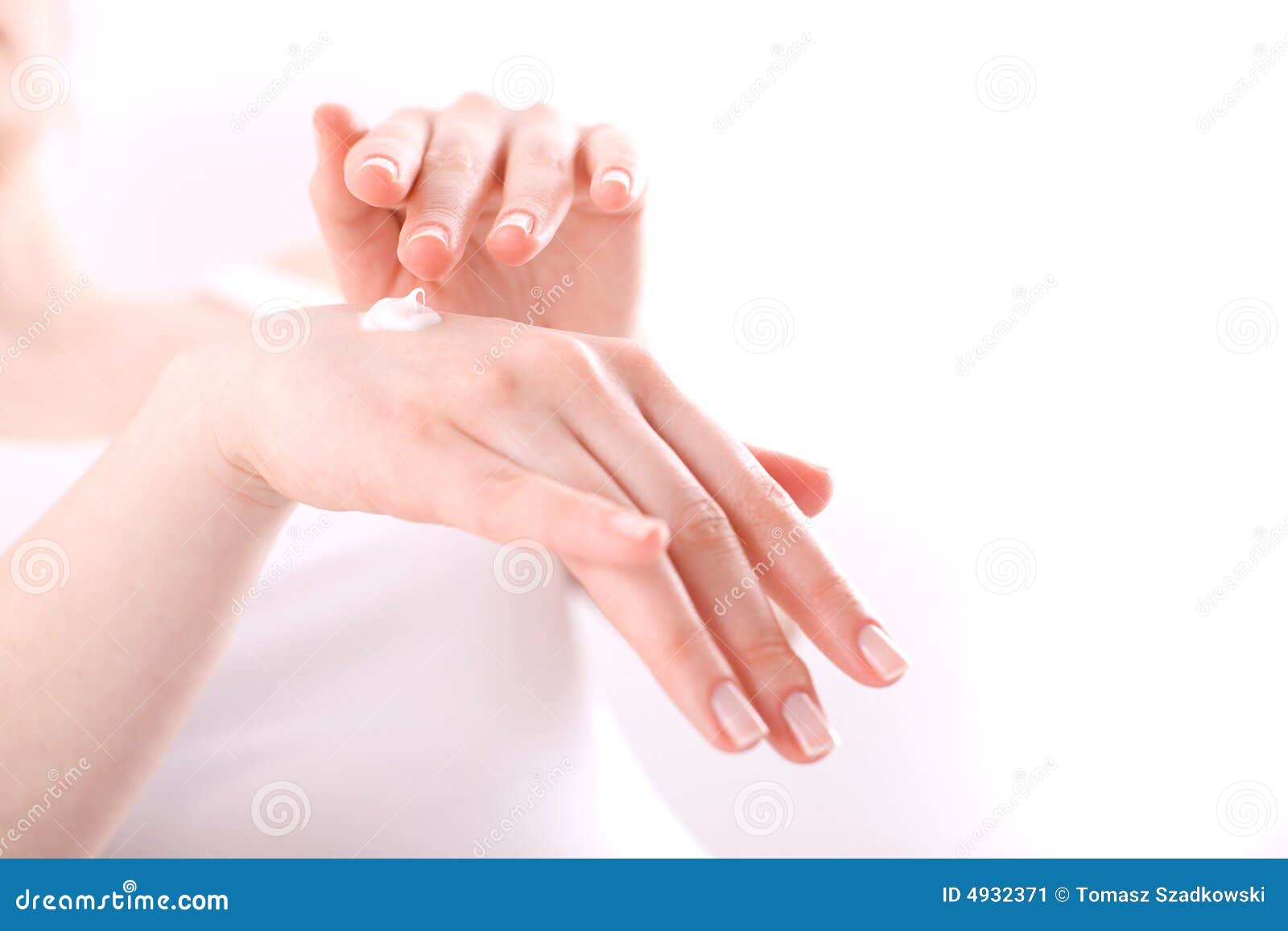 Woman Applying Cream on Her Hands Stock Image - Image of apply, hand ...