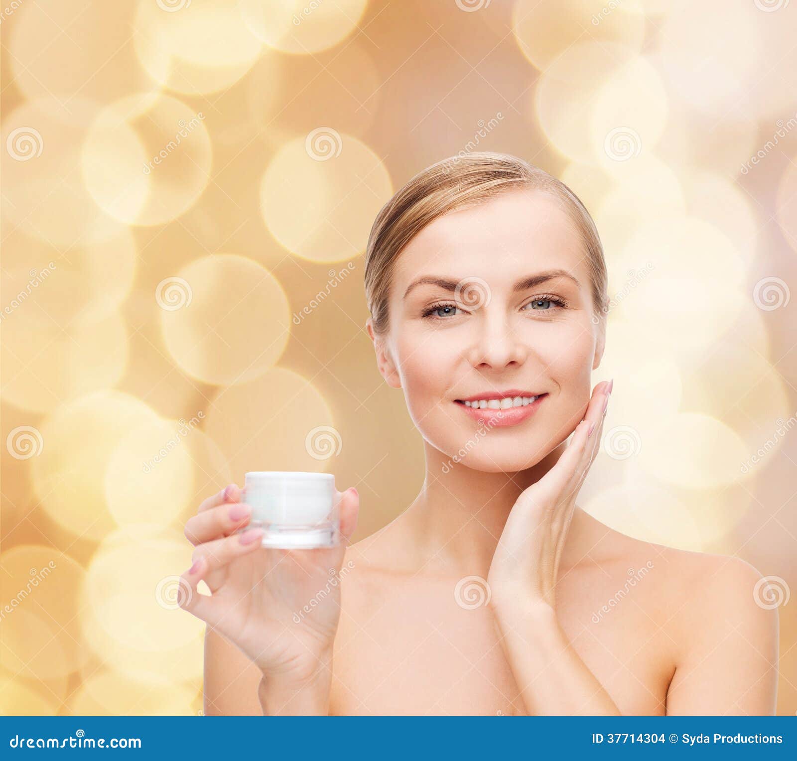 Woman Applying Cream on Her Skin Stock Photo - Image of beautiful ...