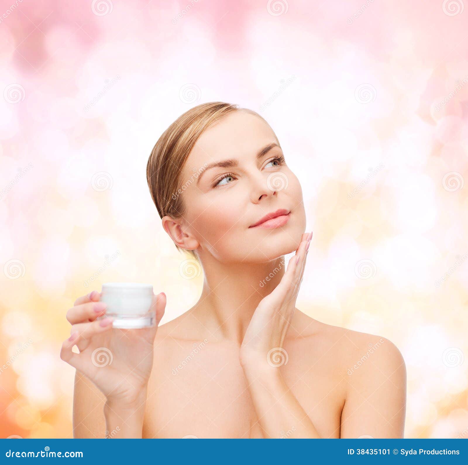 Woman Applying Cream on Her Skin Stock Image - Image of girl, perfect ...