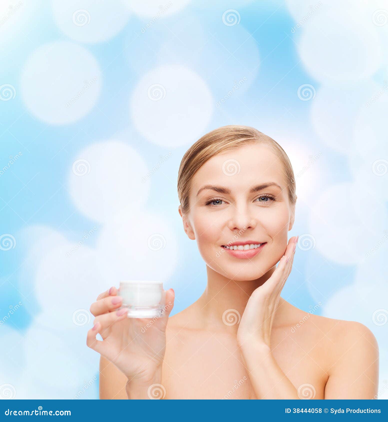 Woman Applying Cream on Her Skin Stock Photo - Image of freshness ...
