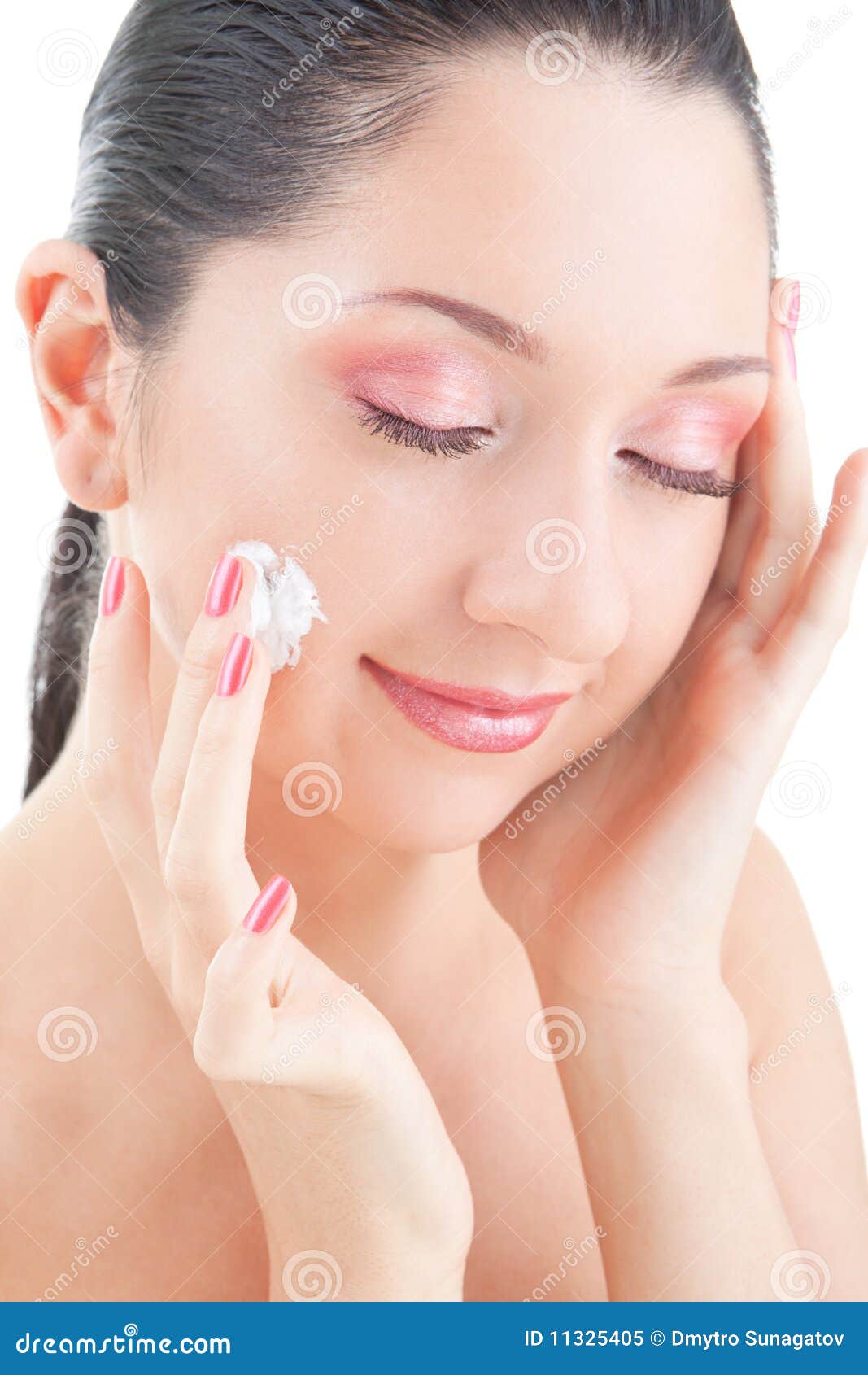 Woman Applying Cream To Her Face Stock Image - Image of healthcare ...