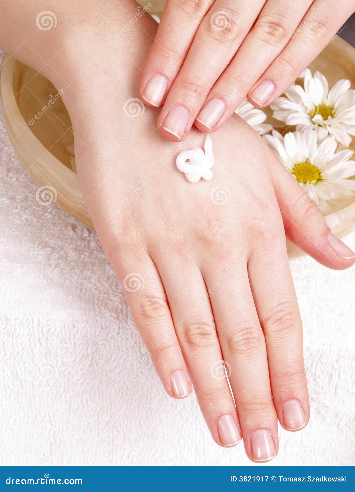 Woman Applying Cream To Her Hands Stock Image - Image of flower, woman ...