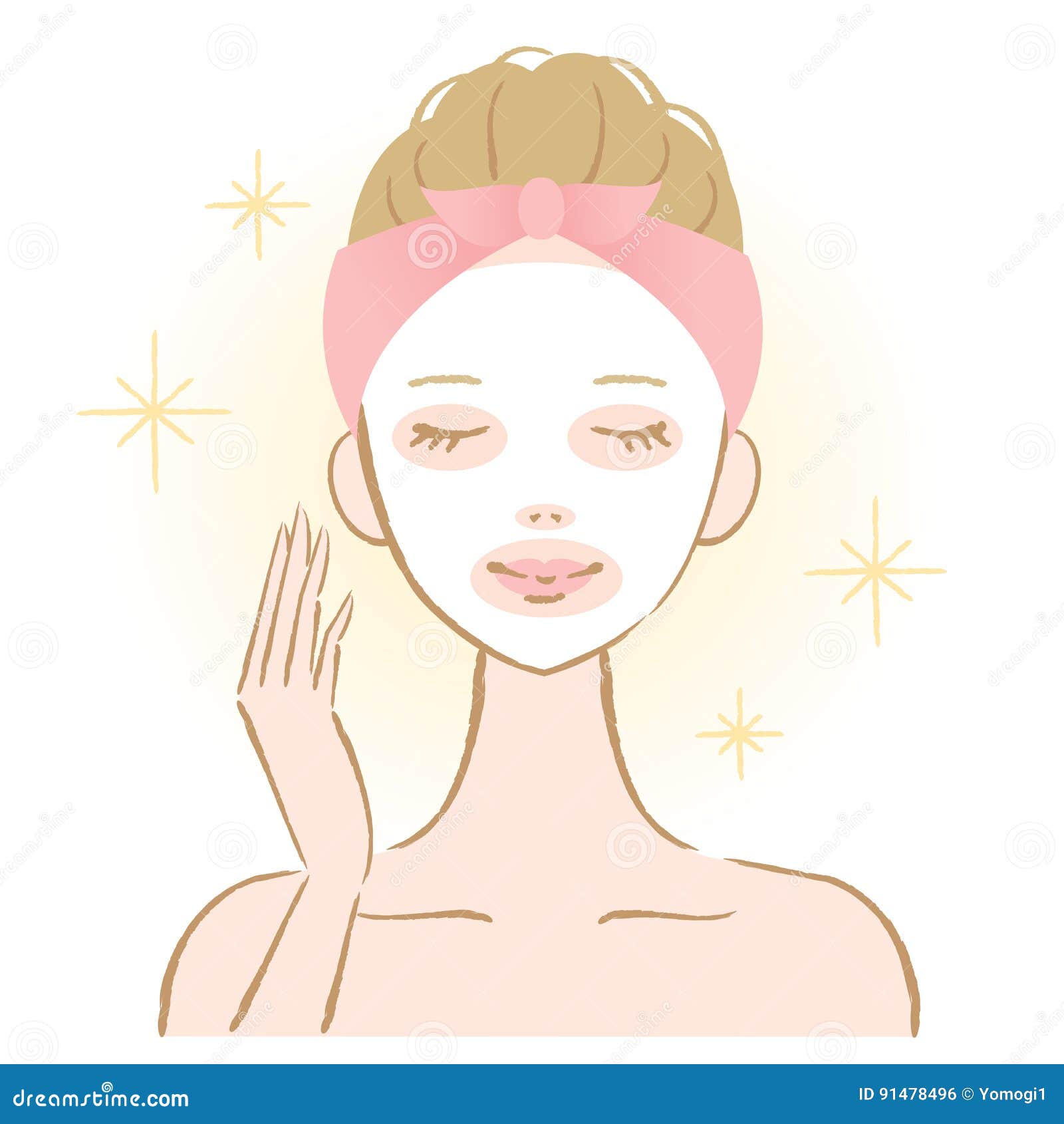 Woman applying face pack stock vector. Illustration of mask - 91478496