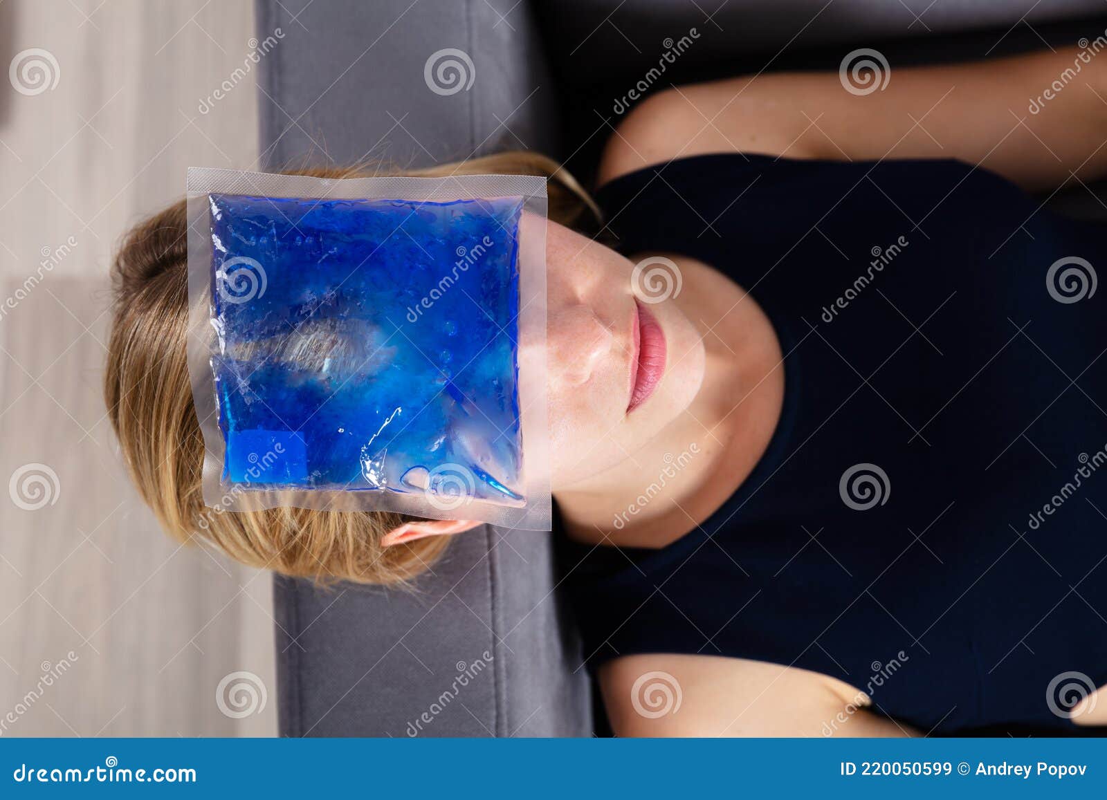 Woman Applying Ice Gel Pack on Forehead Stock Image - Image of ...