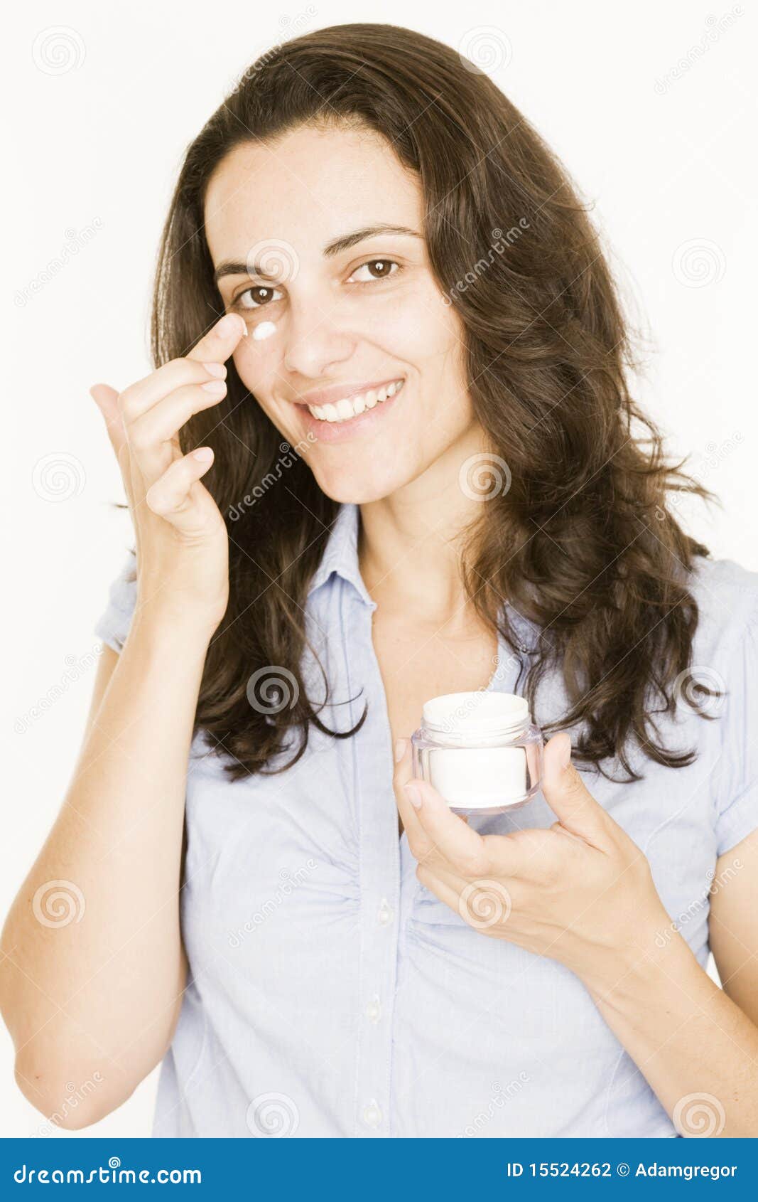 Woman Applying Lotion on Her Face Stock Photo - Image of adult, care ...