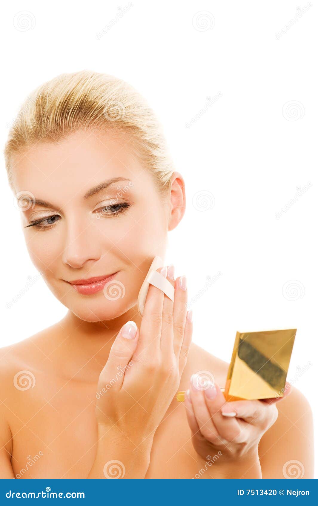 Woman applying make-up stock photo. Image of looking, close - 7513420