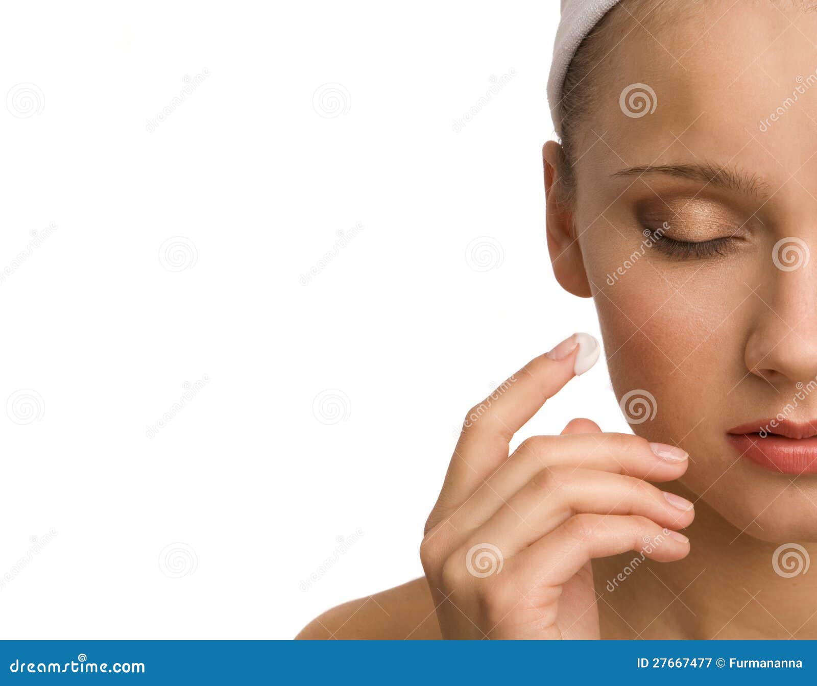 Woman applying moisturizer stock image. Image of adult - 27667477