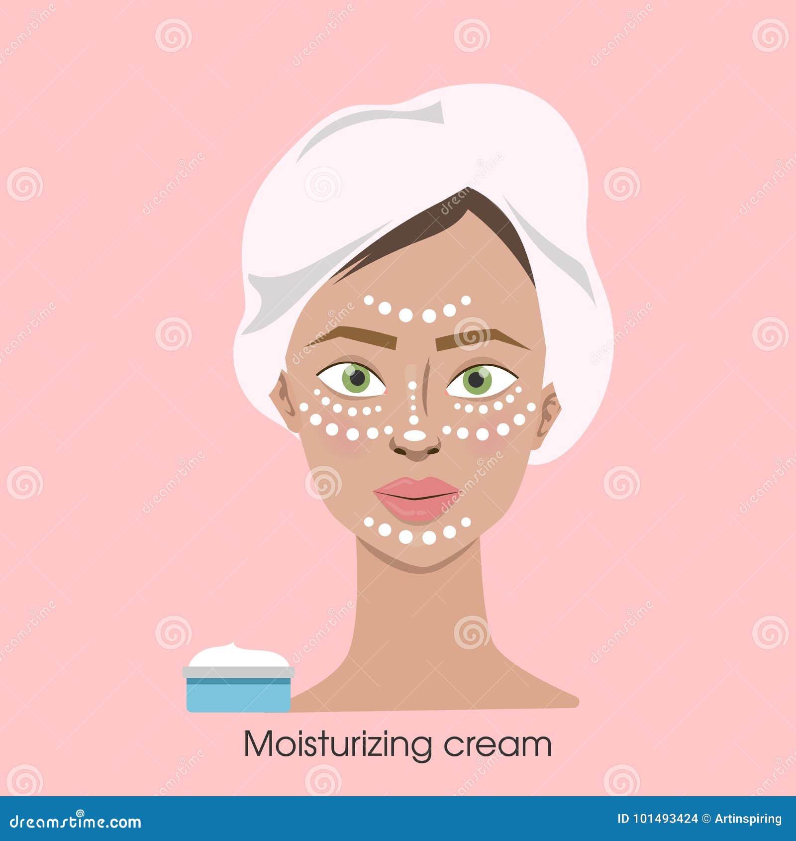Applying Moisturizing Cream. Stock Vector - Illustration of facial ...