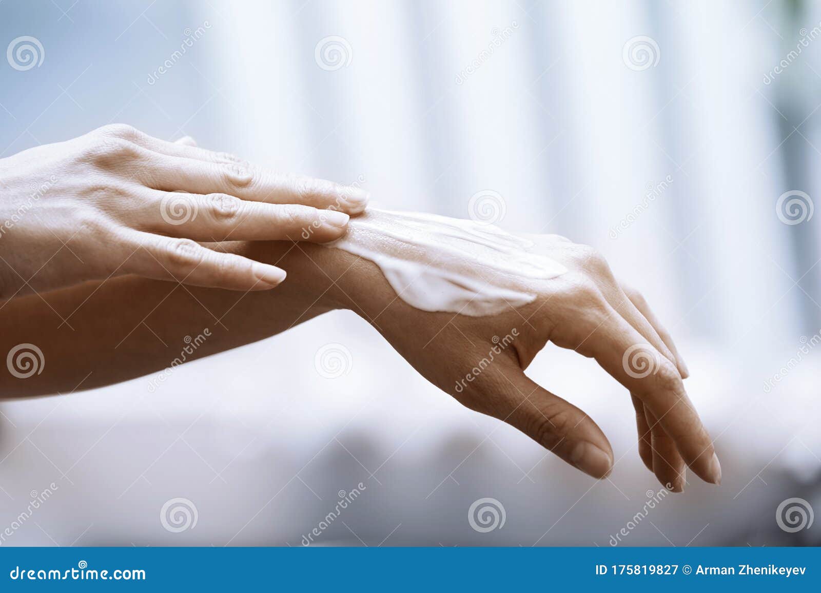 Woman Applying Moisturizing Cream On Hands Stock Image Image Of