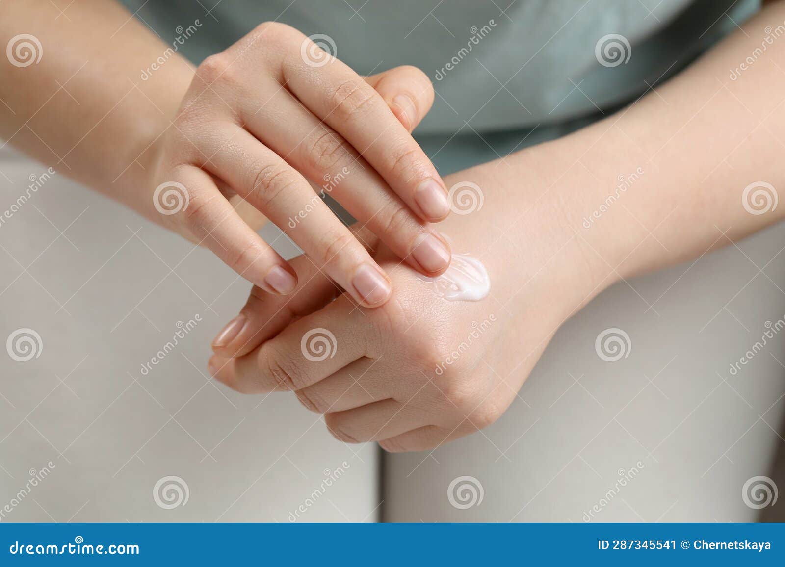 Woman Applying Ointment Onto Her Hand, Closeup Stock Image - Image of ...