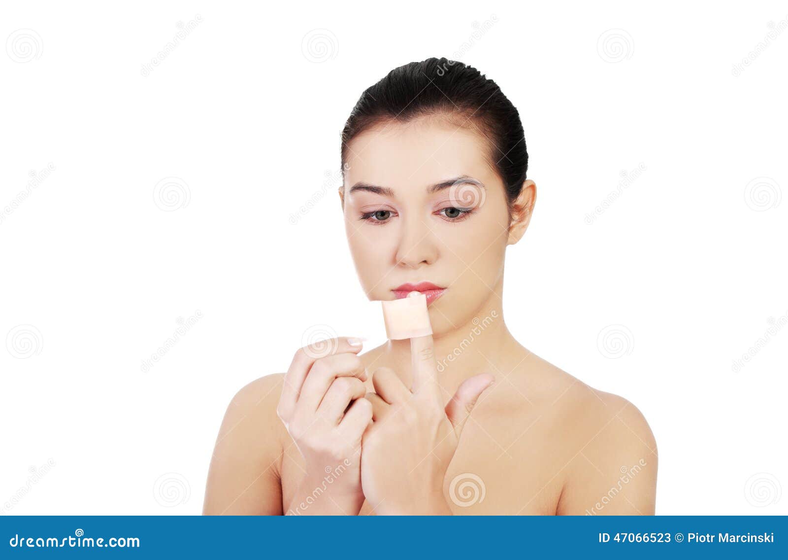 Woman applying patch stock image. Image of hospital, medical - 47066523