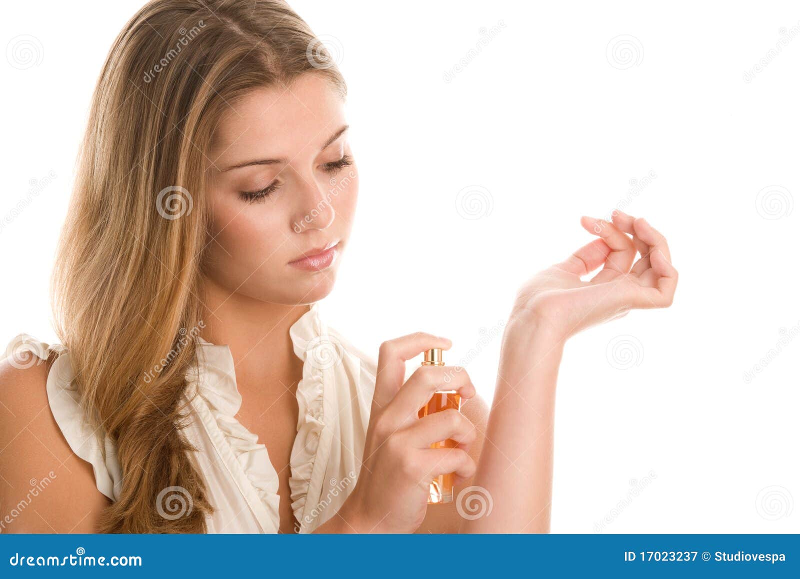 Woman applying perfume stock image. Image of girl, cosmetic - 17023237