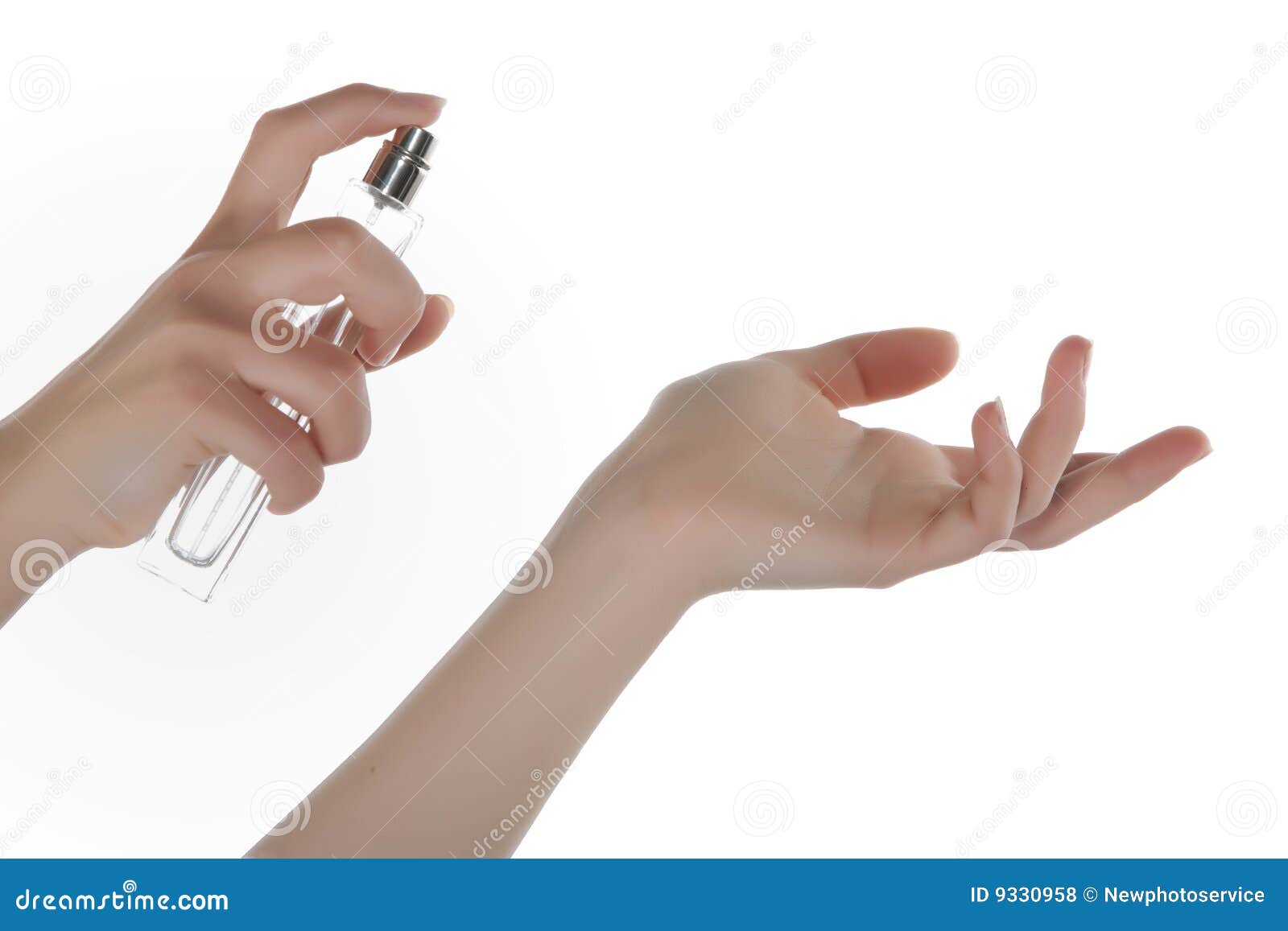 Woman applying perfume stock photo. Image of hands, parlor - 9330958