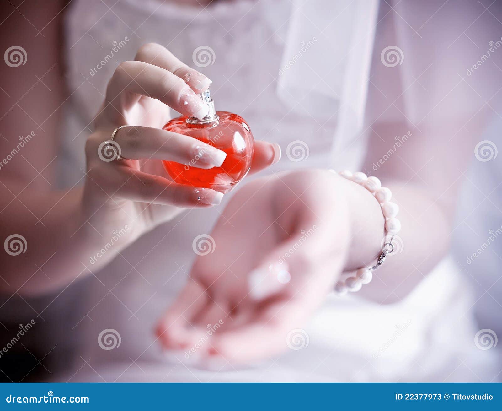 Woman Applying Perfume on Her Wrist Stock Image - Image of sensual ...
